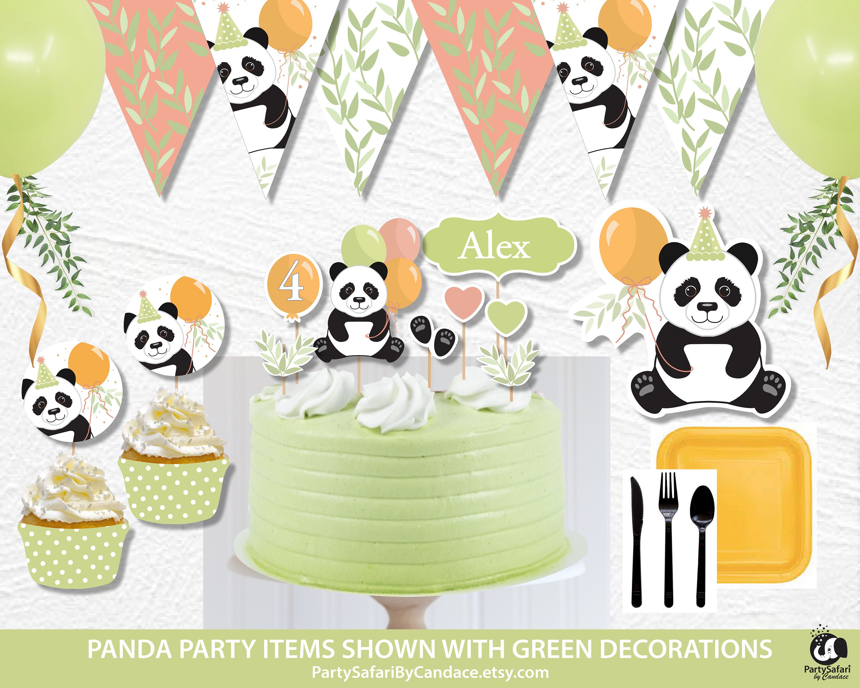 Panda EDITABLE Cake Toppers // Panda Birthday Cake Toppers // Panda ...