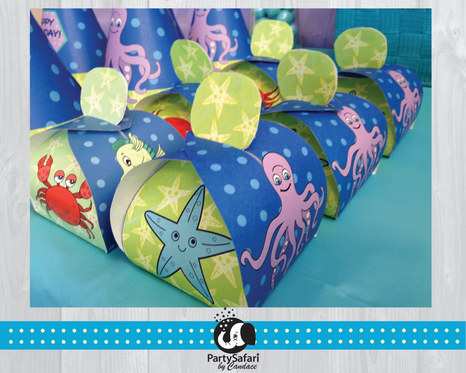 Seahorse Printable Favor Box Ocean Theme Favor Box Instant - Etsy