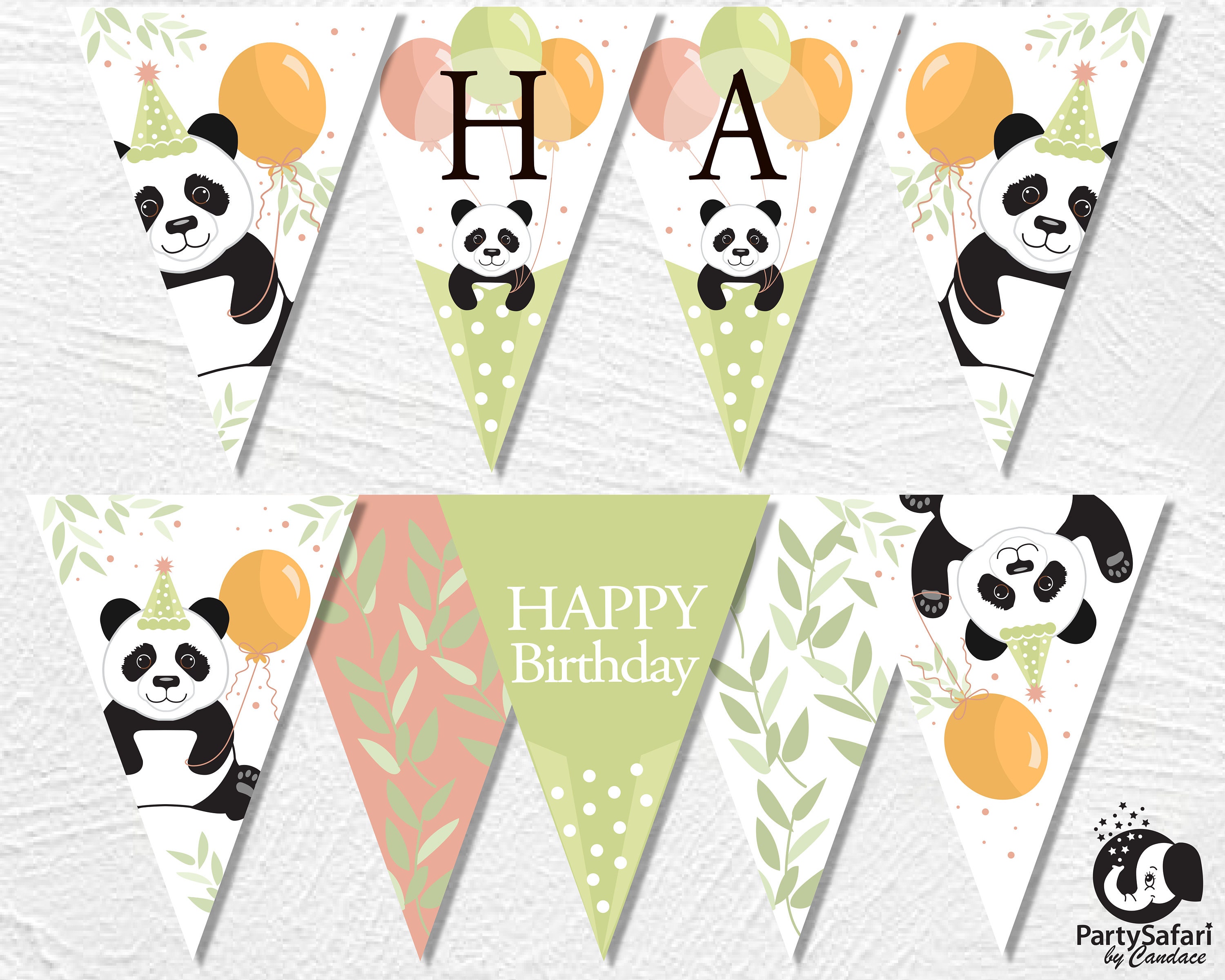 Panda DIGITAL Banner // Panda Birthday Banner / Panda Alphabet Banner ...