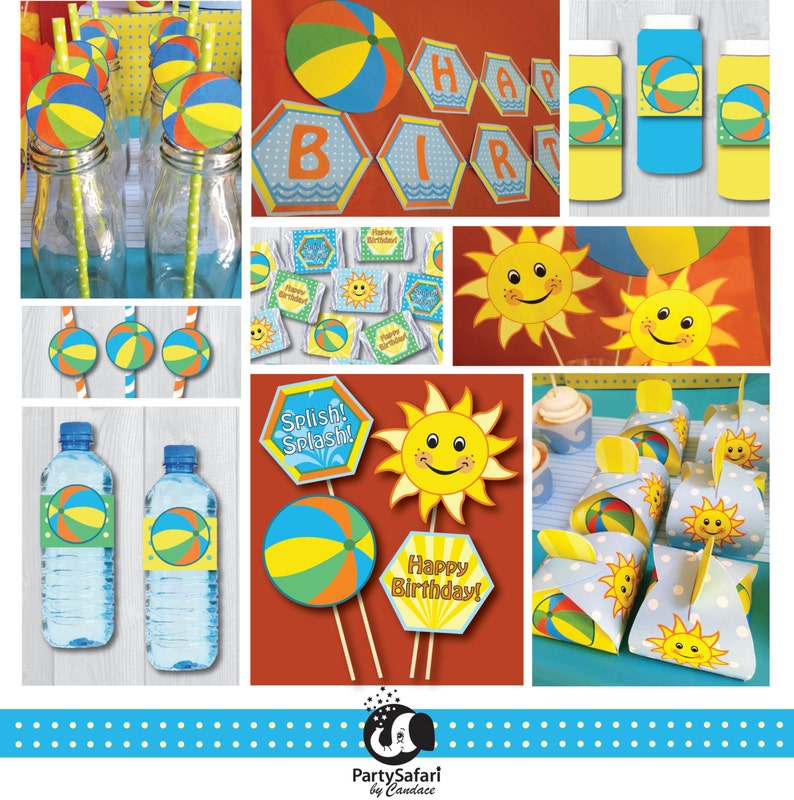Beach Ball Printable Birthday Party Package | Pool Birthday Party ...