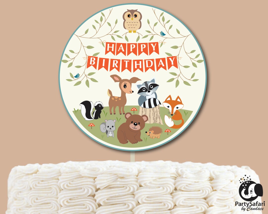 Woodland Animal Printable Cake Topper for Birthday Party | Forest ...