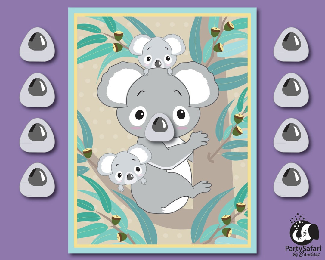 Koala Pin the Nose Party Game: Instant Download - Etsy