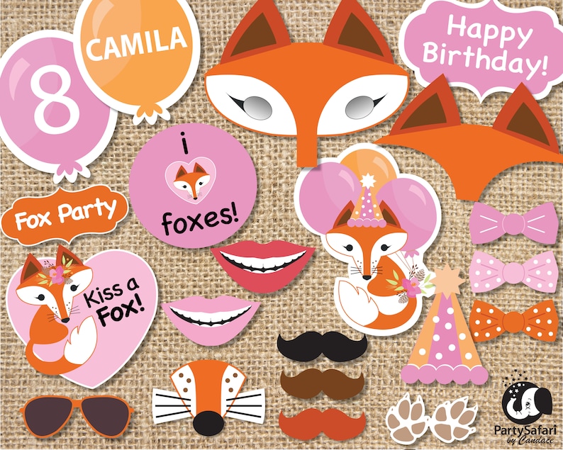 Red Fox Girl EDITABLE Photo Props // Red Fox Editable Photo Props ...