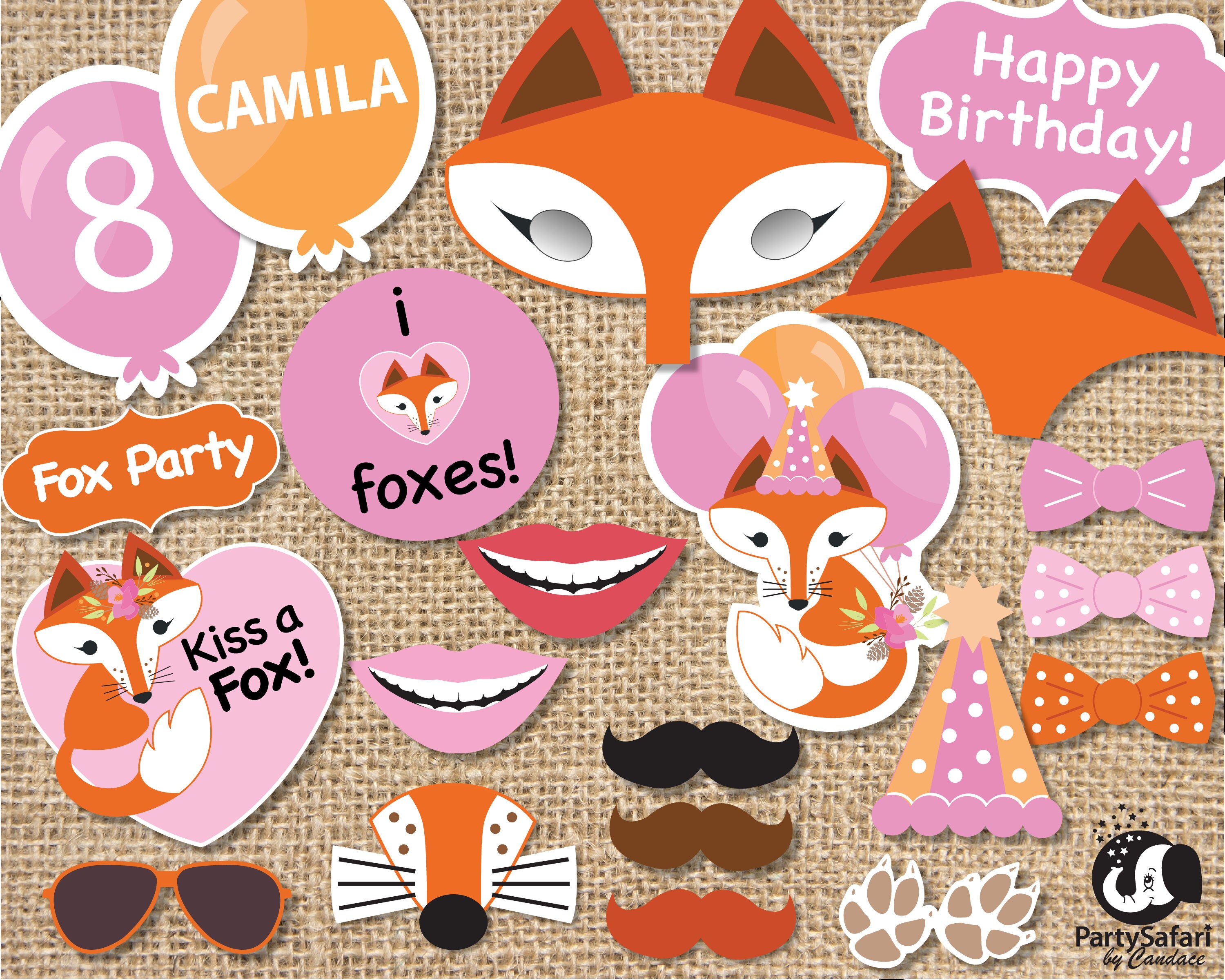 Red Fox Girl EDITABLE Photo Props // Red Fox Editable Photo Props ...