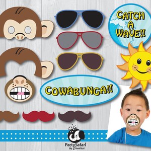 Surfing Monkey Printable Photo Booth Props | Monkey Printable Photo ...