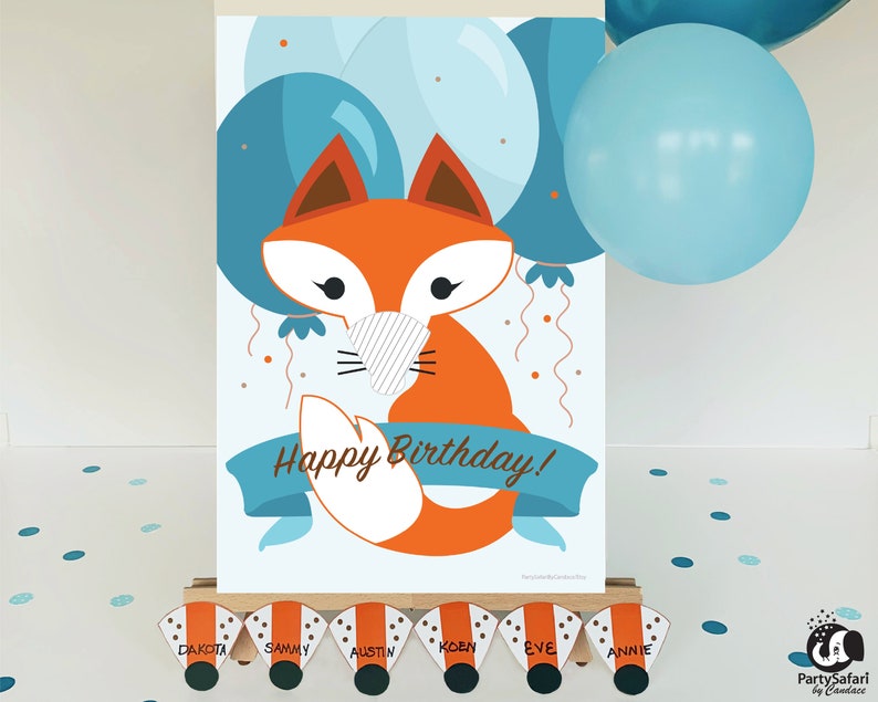 Red Fox Pin the Nose Birthday Game: Woodland Party (digital Download ...