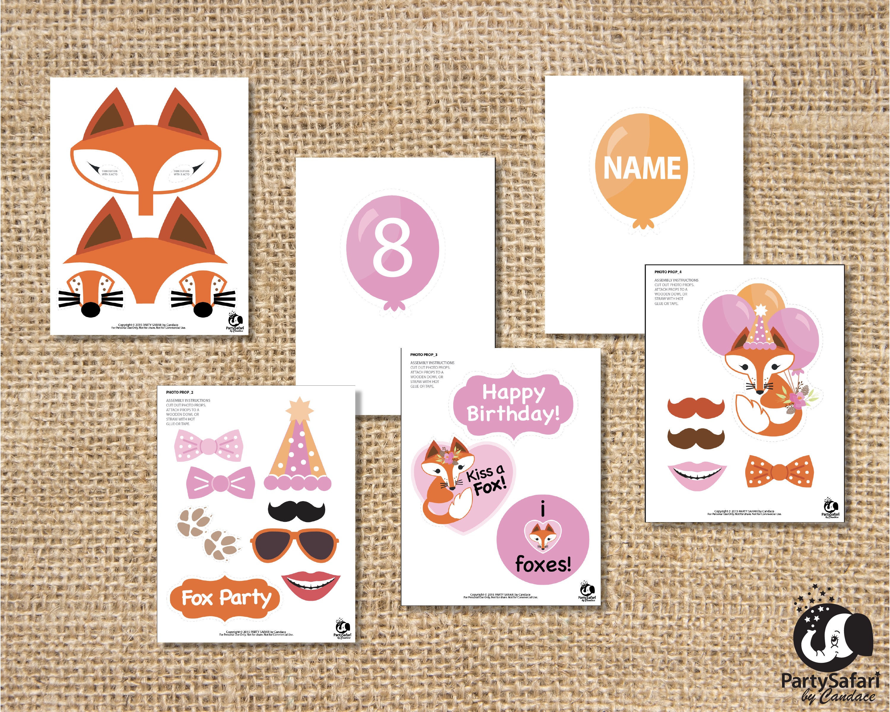 Red Fox Girl EDITABLE Photo Props // Red Fox Editable Photo Props ...