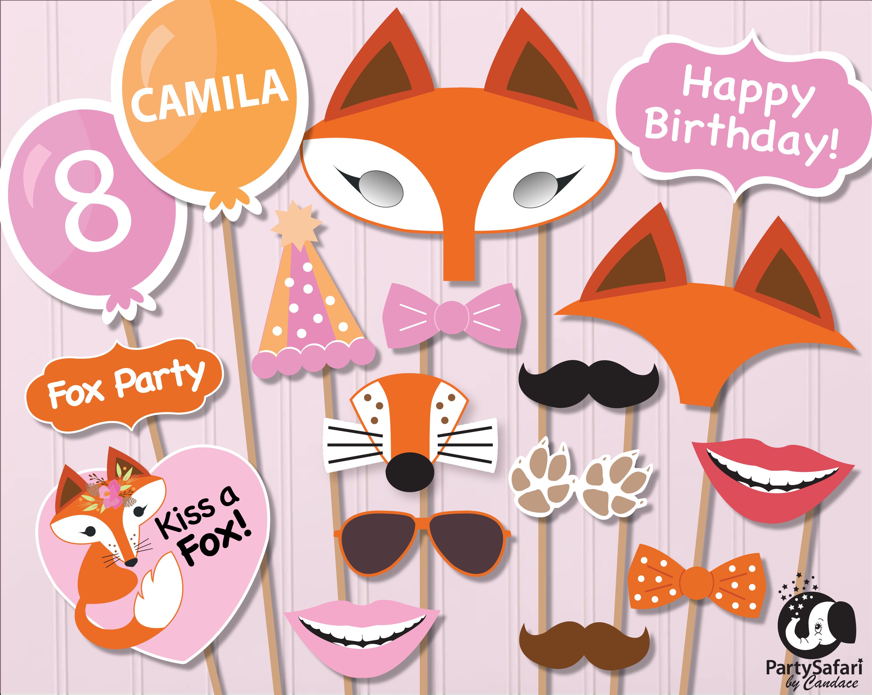 Red Fox Girl EDITABLE Photo Props // Red Fox Editable Photo Props ...