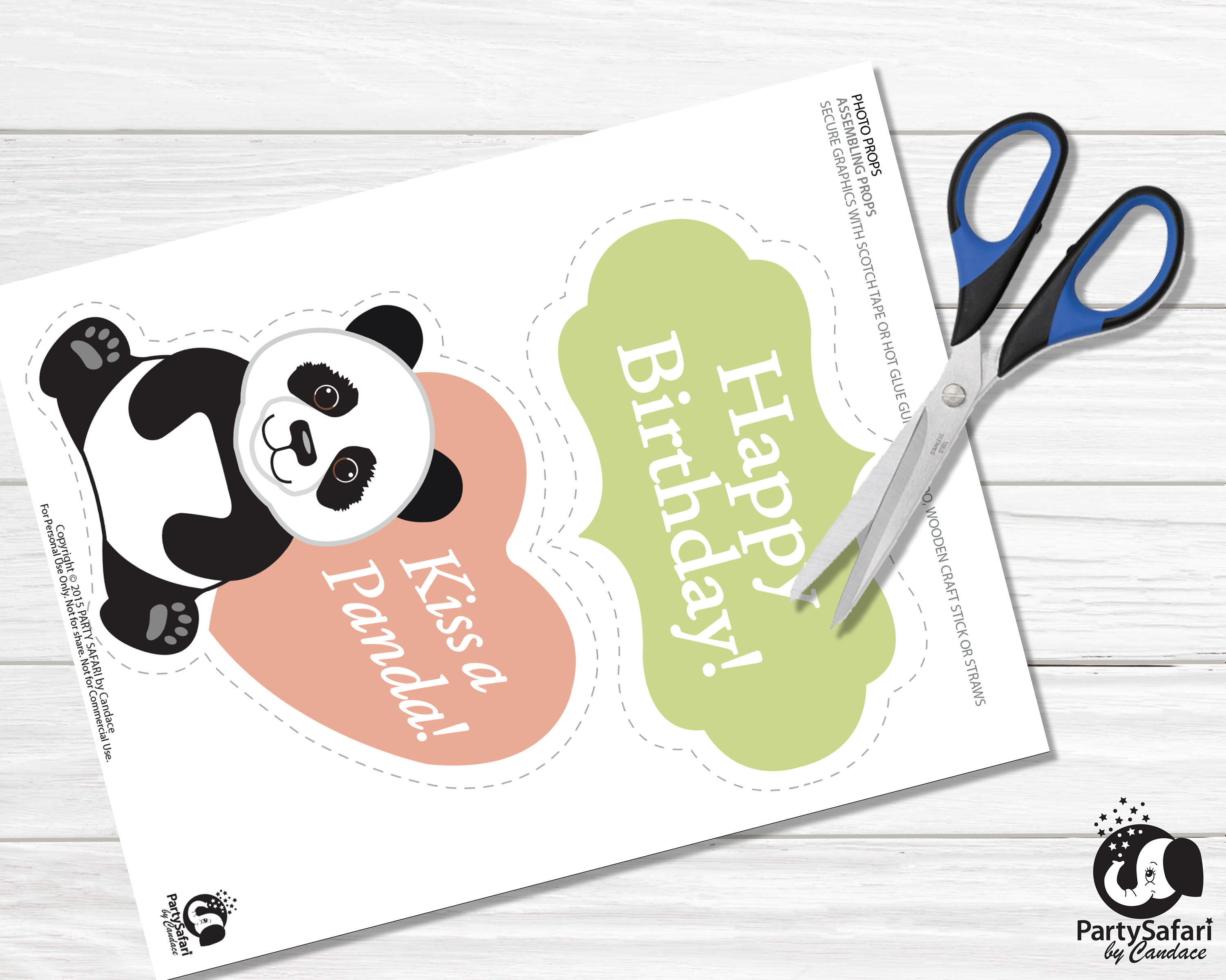 Panda DIGITAL Photo Booth Props // Panda, Lips, Nose, Mustache, Flower ...