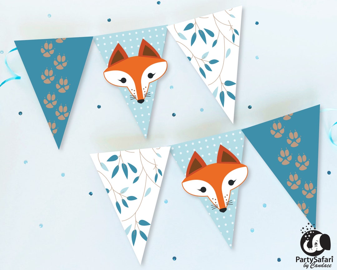Red Fox Bunting Banner: Woodland Birthday Party Decorations (digital ...
