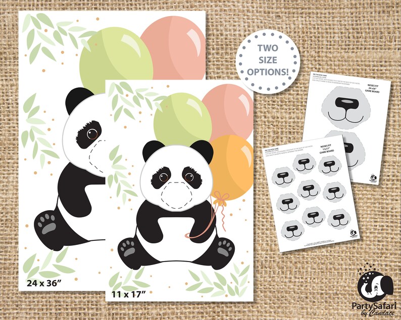 Panda DIGITAL Pin the Nose Game // Panda Birthday Game // Panda Party ...