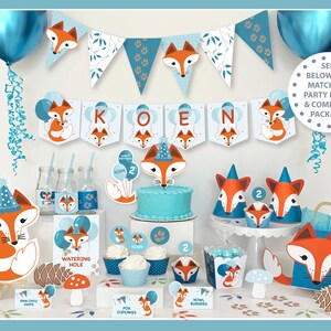 Red Fox Boy HAPPY BIRTHDAY Banner // Red Fox EDITABLE Banner Panels ...