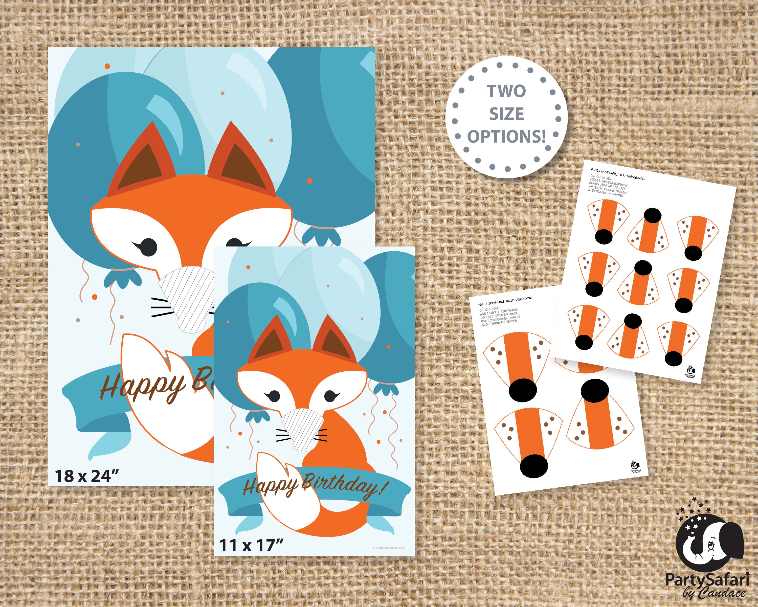 Red Fox Boy DIGITAL Pin the Nose Game // Red Fox Game // Woodland Fox ...