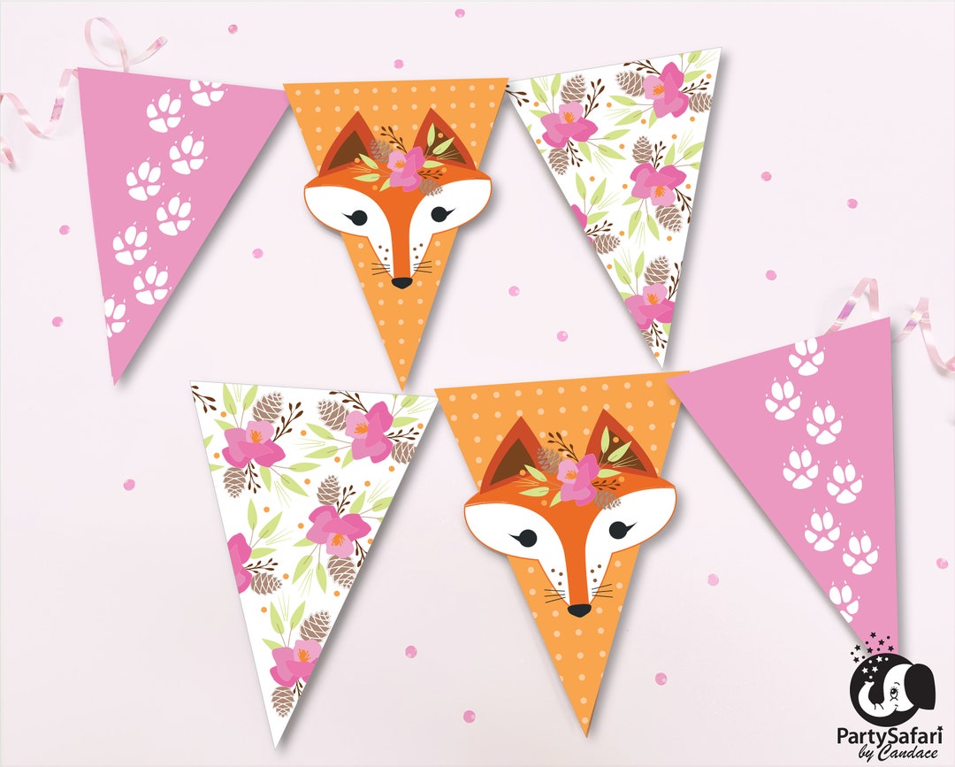 Red Fox Girl DIGITAL Bunting // Red Fox Bunting Banner // Woodland Fox ...