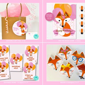Red Fox Girl Birthday Party Package: Editable Template (instant ...