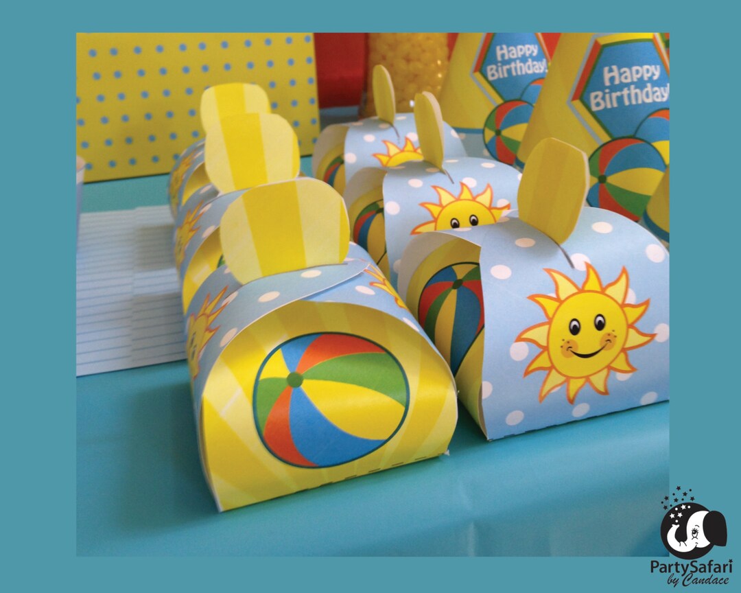 Beach Ball Printable Favor Box | Beach Ball Pool Party Favor Box ...