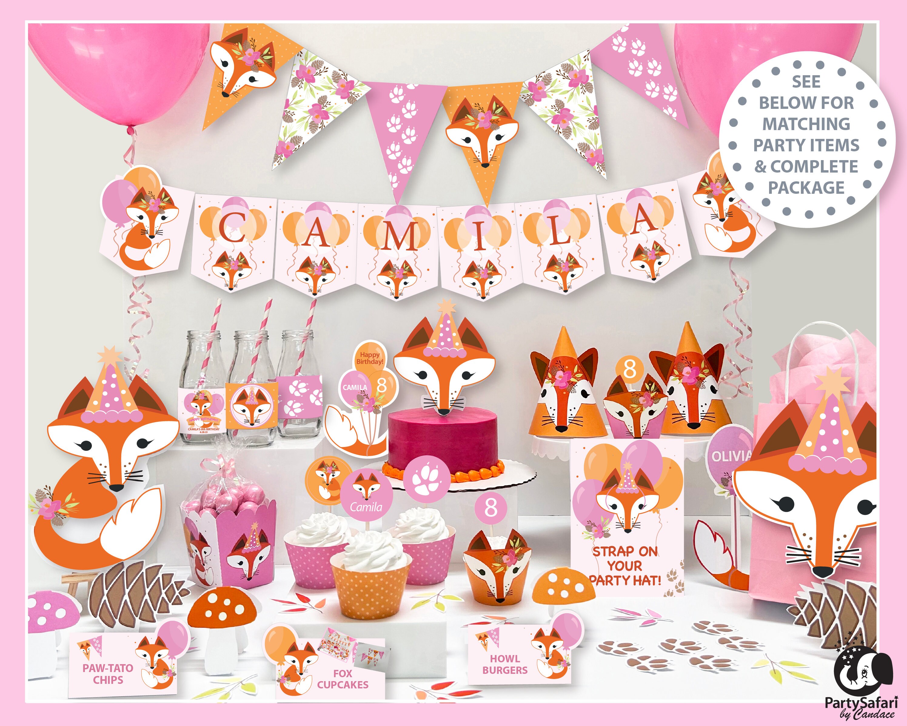 Red Fox Girl DIGITAL Bunting // Red Fox Bunting Banner // Woodland Fox ...