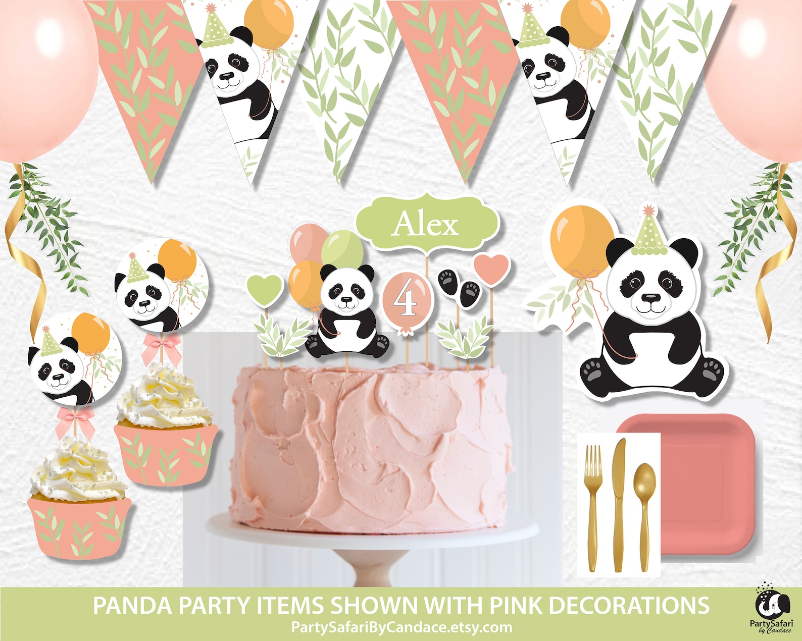 Panda DIGITAL Free-standing Stand-alone Cutouts // Panda Party Decor ...