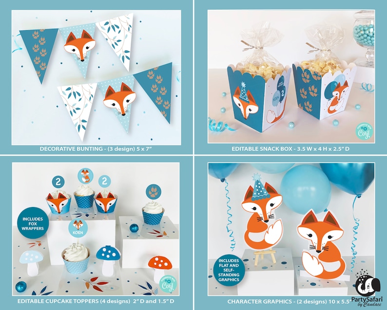 Red Fox Boy EDITABLE Birthday Party Package // Red Fox Party Package ...