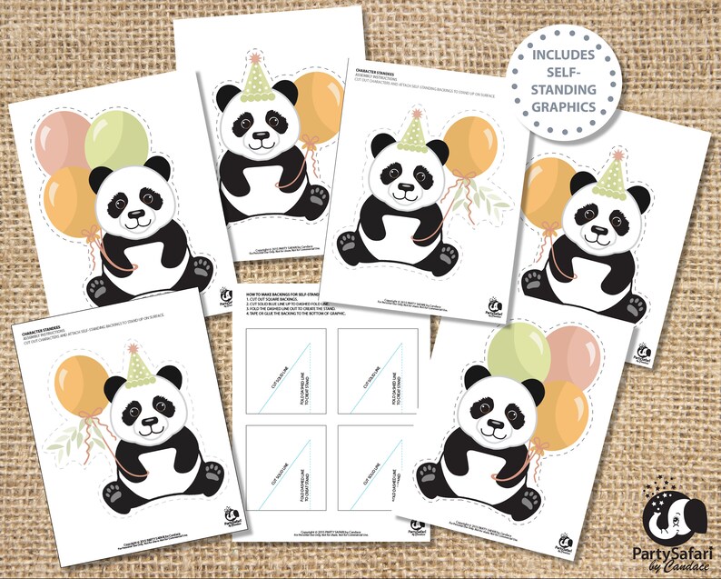 Panda DIGITAL Free-standing Stand-alone Cutouts // Panda Party Decor ...