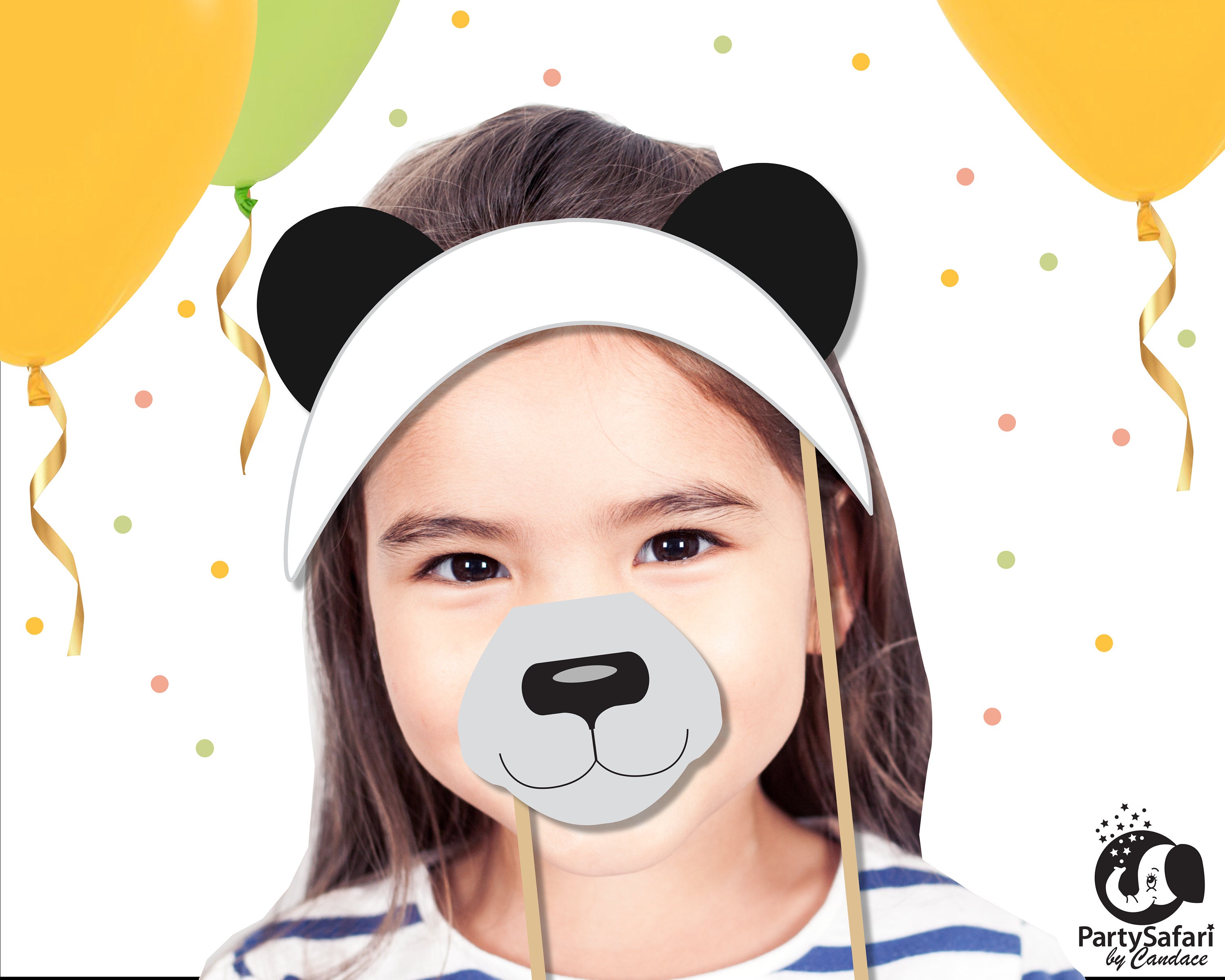 Panda DIGITAL Photo Booth Props // Panda, Lips, Nose, Mustache, Flower ...