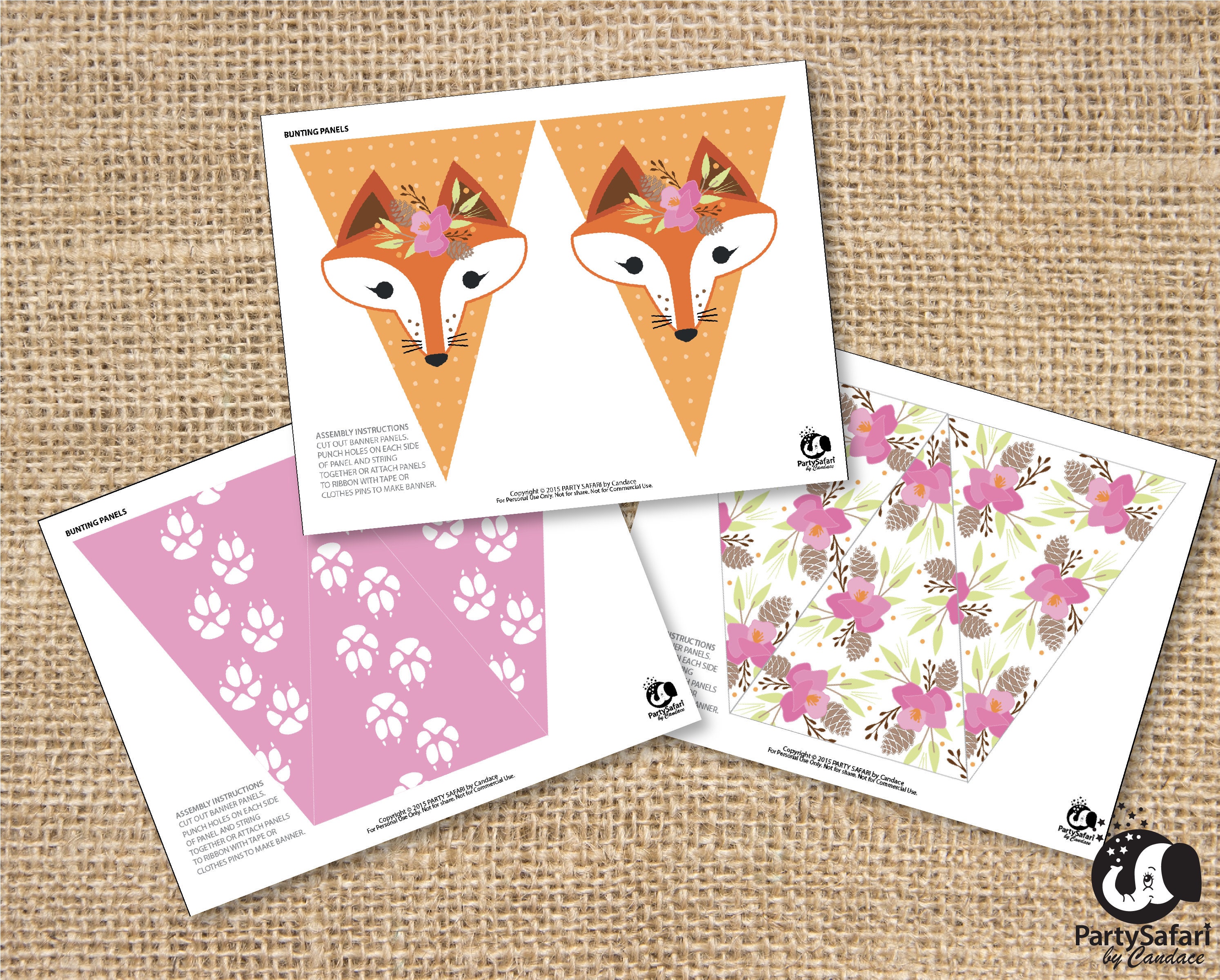 Red Fox Girl DIGITAL Bunting // Red Fox Bunting Banner // Woodland Fox ...