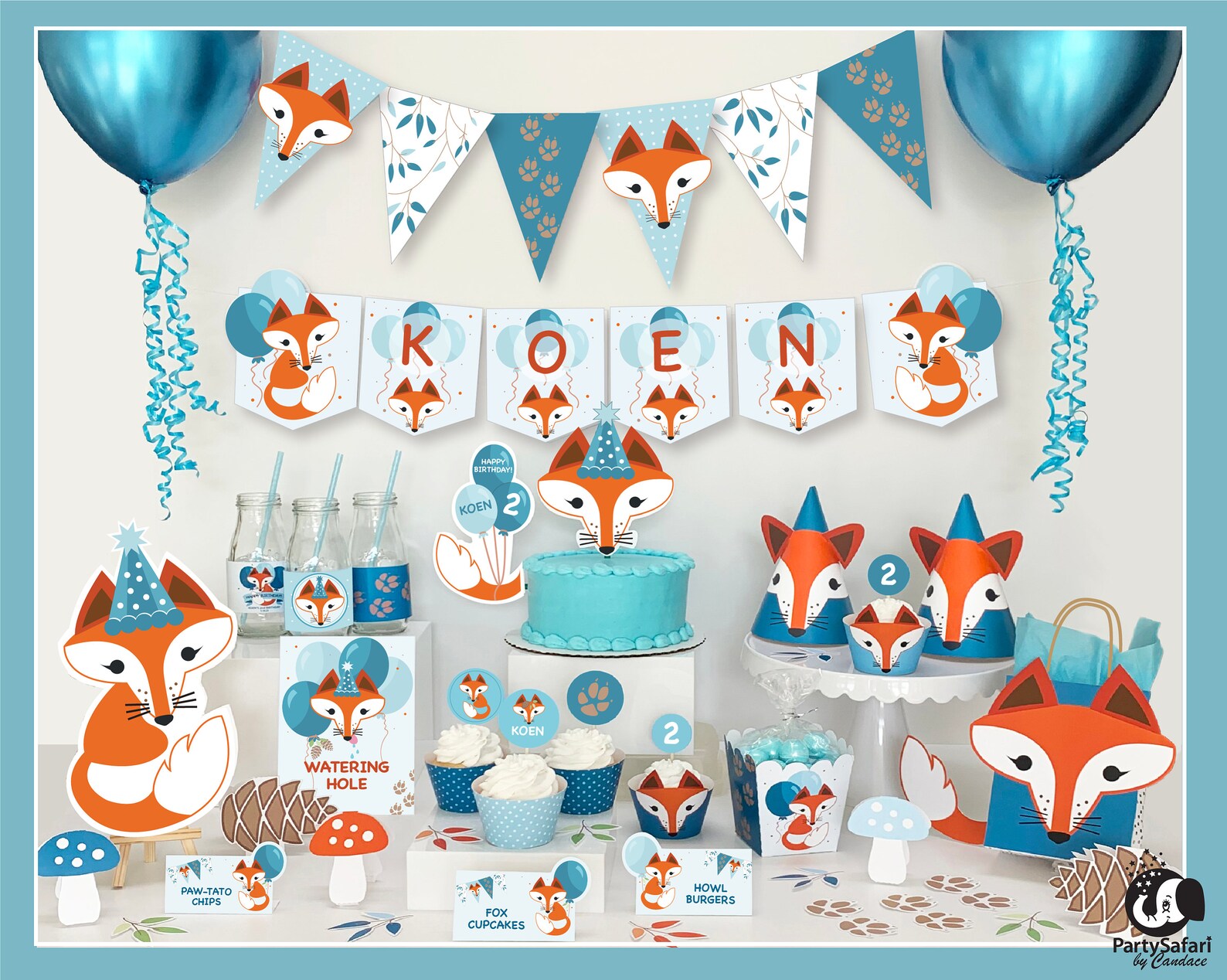 Red Fox Boy EDITABLE Birthday Cake Topper // Red Fox Cake Topper ...