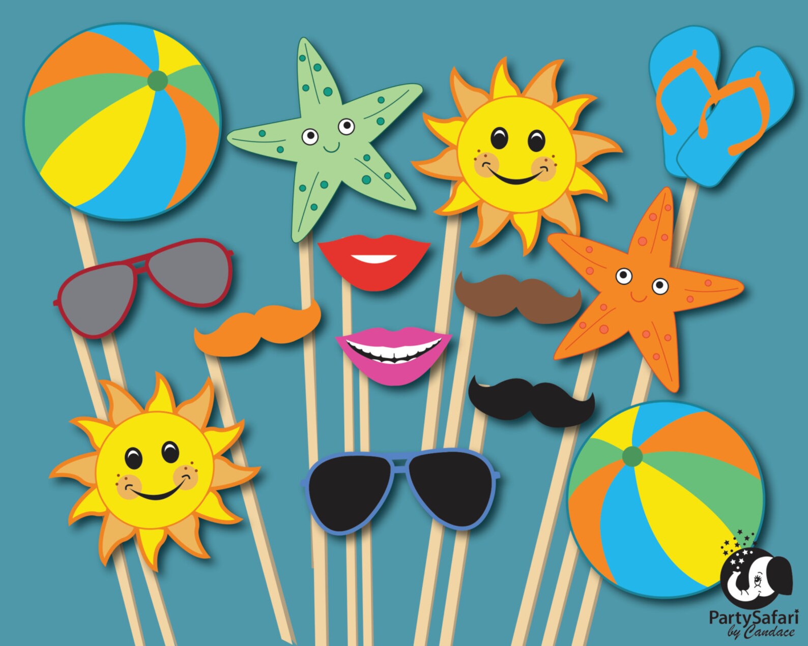 Beach Ball Printable Photo Booth Props | Summer Pool Party Printable ...