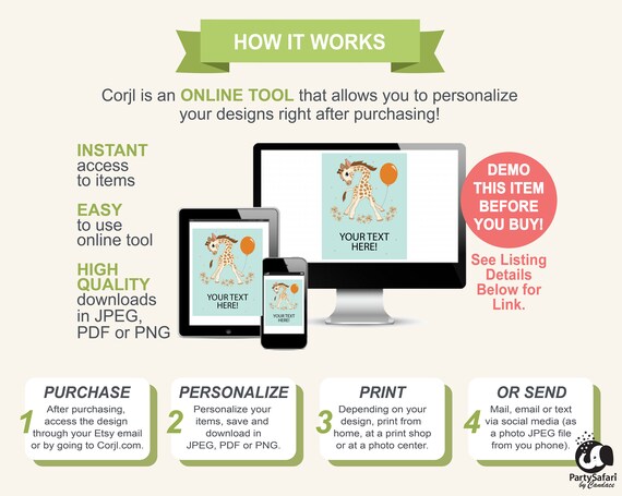 Giraffe BOY EDITABLE BIRTHDAY Welcome Party Sign // Giraffe Welcome ...