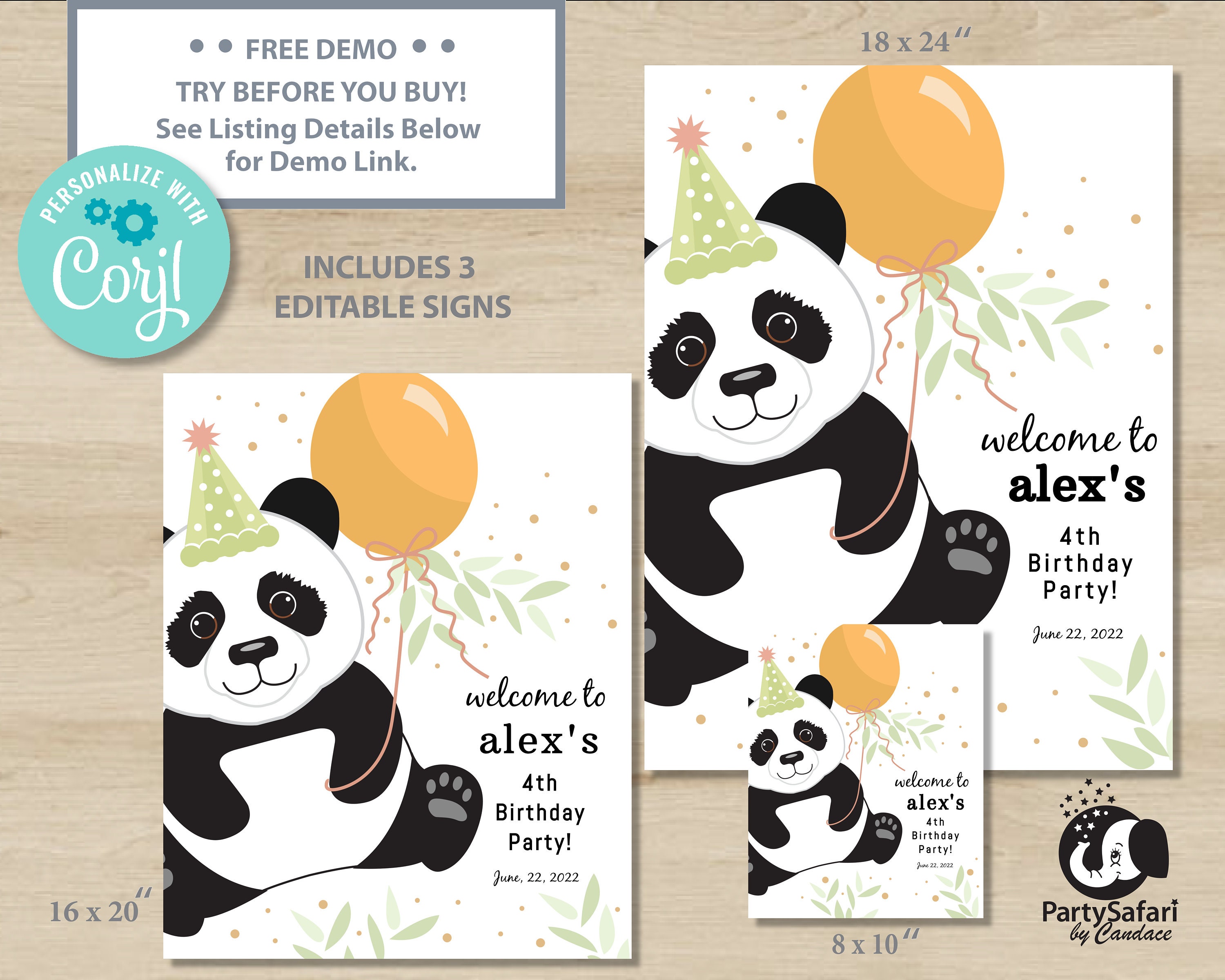 Panda Birthday Welcome Sign: Editable Party Decor (printable) - Etsy