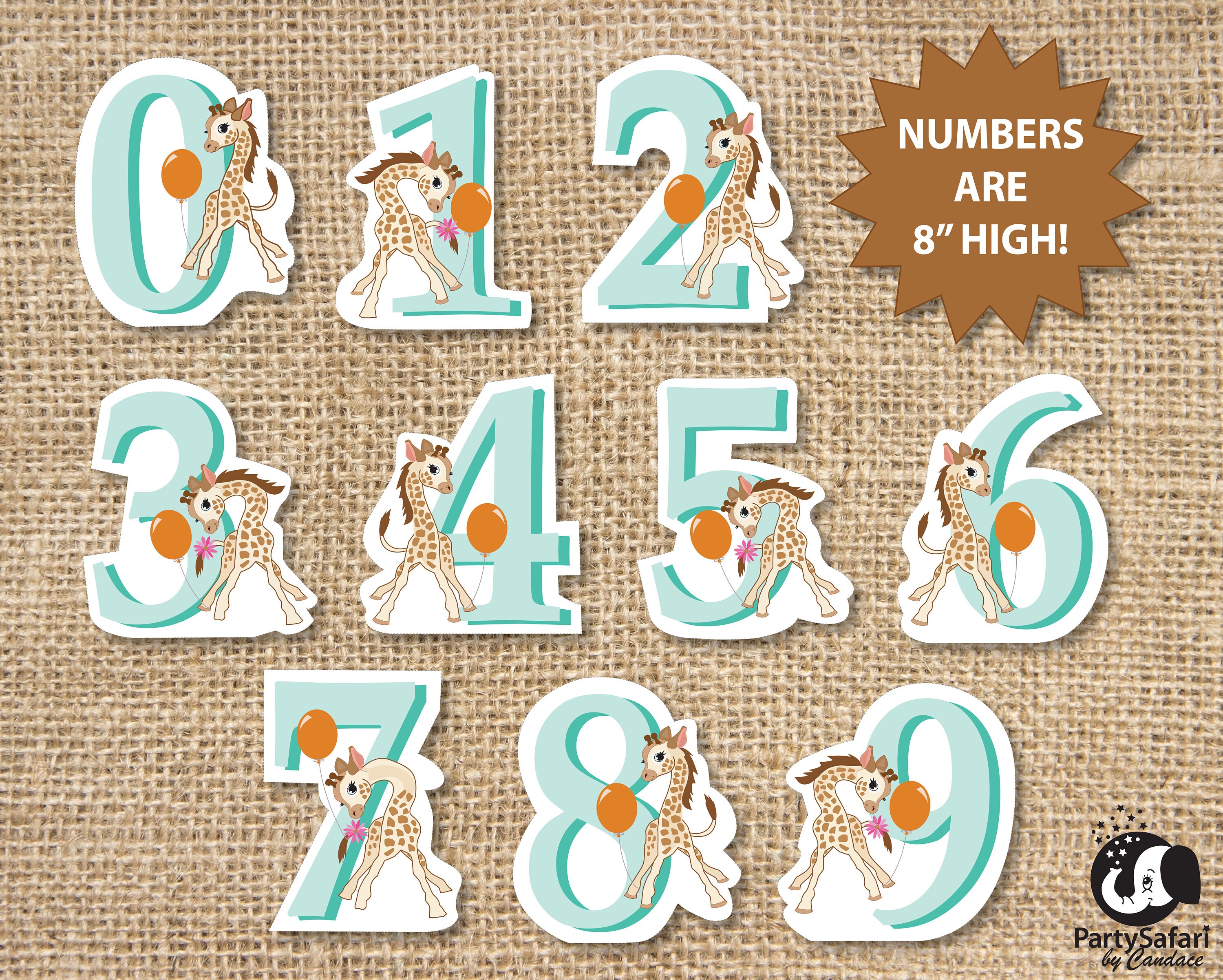 Giraffe DIGITAL BIRTHDAY Free-standing Standee Numbers Stand-alone ...