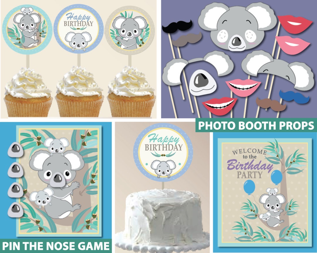 Koala Bear Boy Printable Birthday Party Package | Koala Birthday Party ...