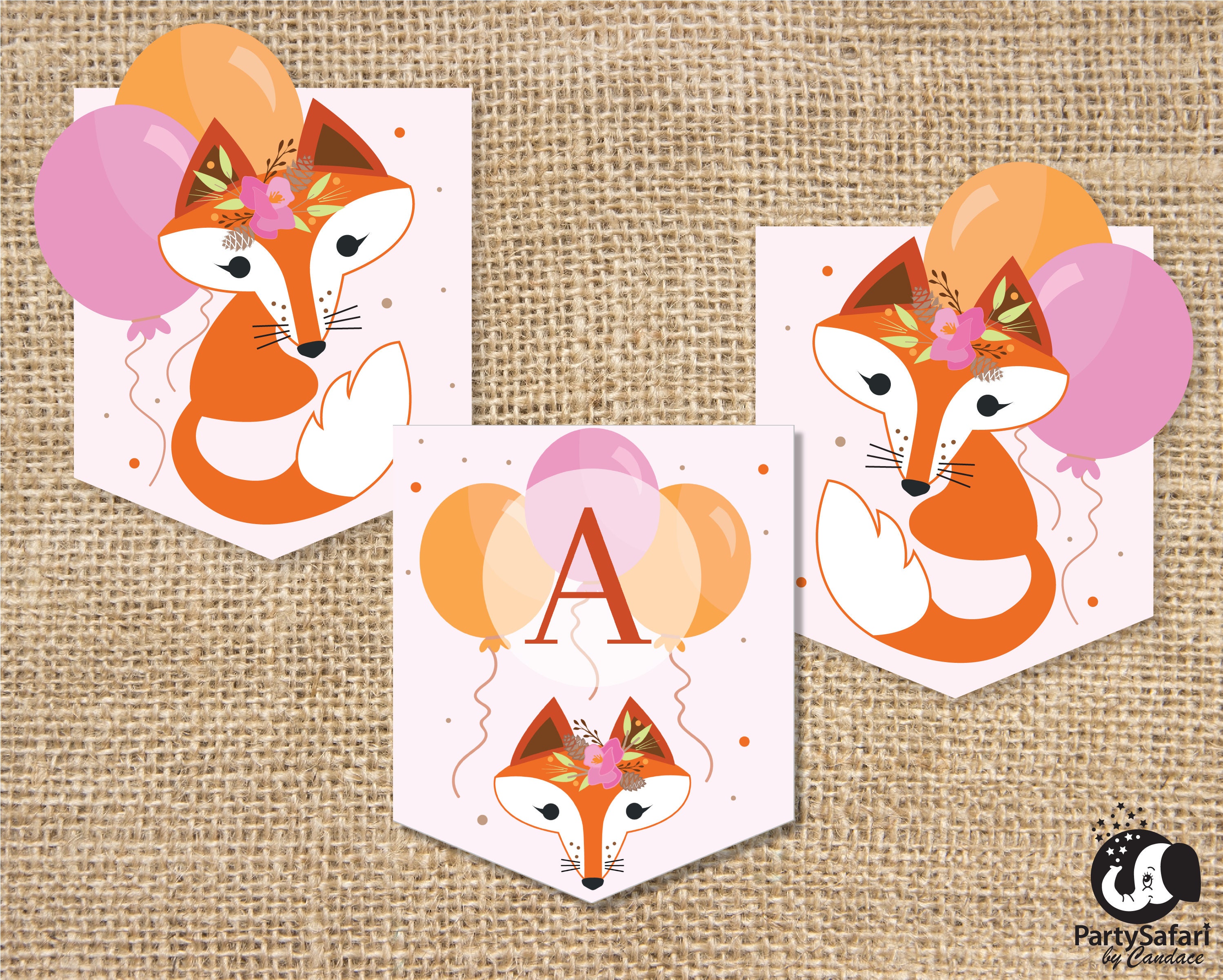 Red Fox Girl Birthday Banner: Woodland Party Decor (editable, Instant ...