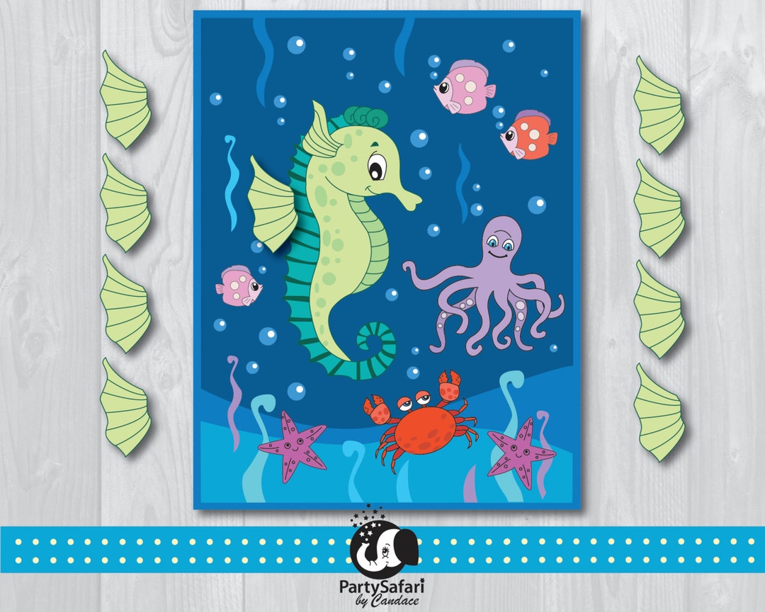 Seahorse Printable Pin the Fin on the Seahorse Game | Under the Sea ...