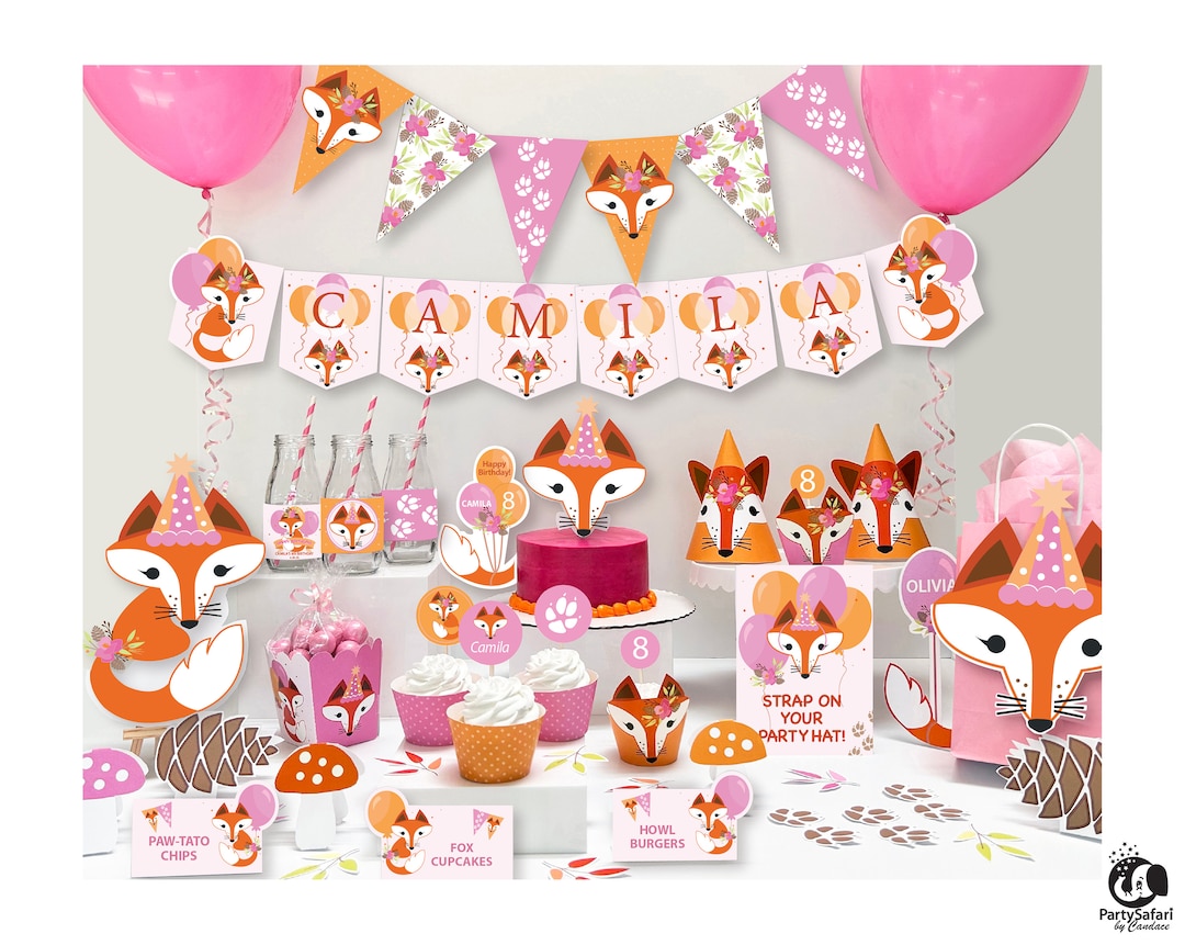 Red Fox Girl EDITABLE Birthday Party Package // Red Fox Party Package ...