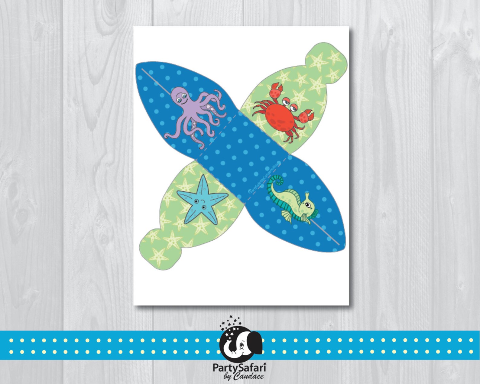 Seahorse Printable Favor Box Ocean Theme Favor Box Instant - Etsy