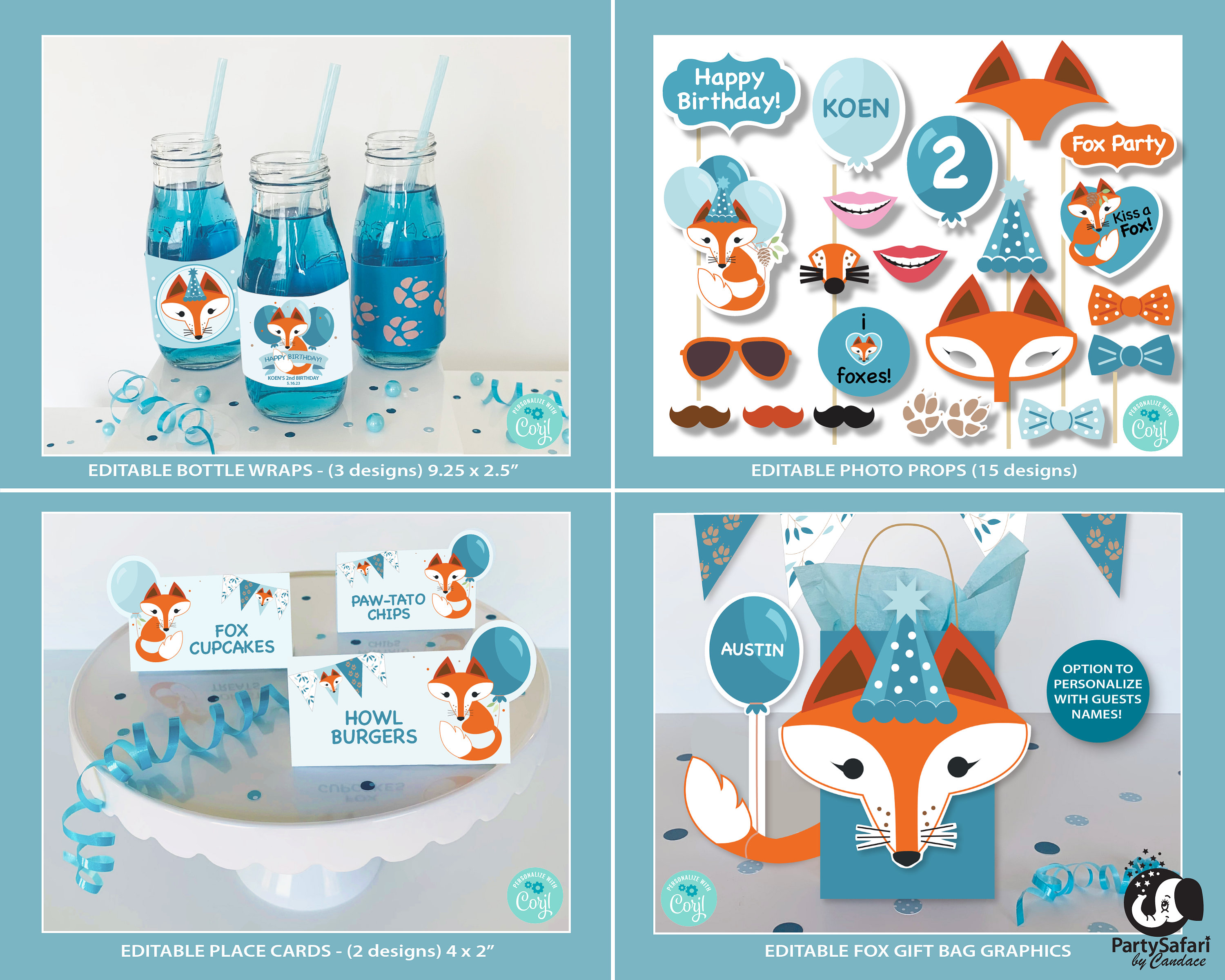 Red Fox Boy EDITABLE Birthday Party Package // Red Fox Party Package ...