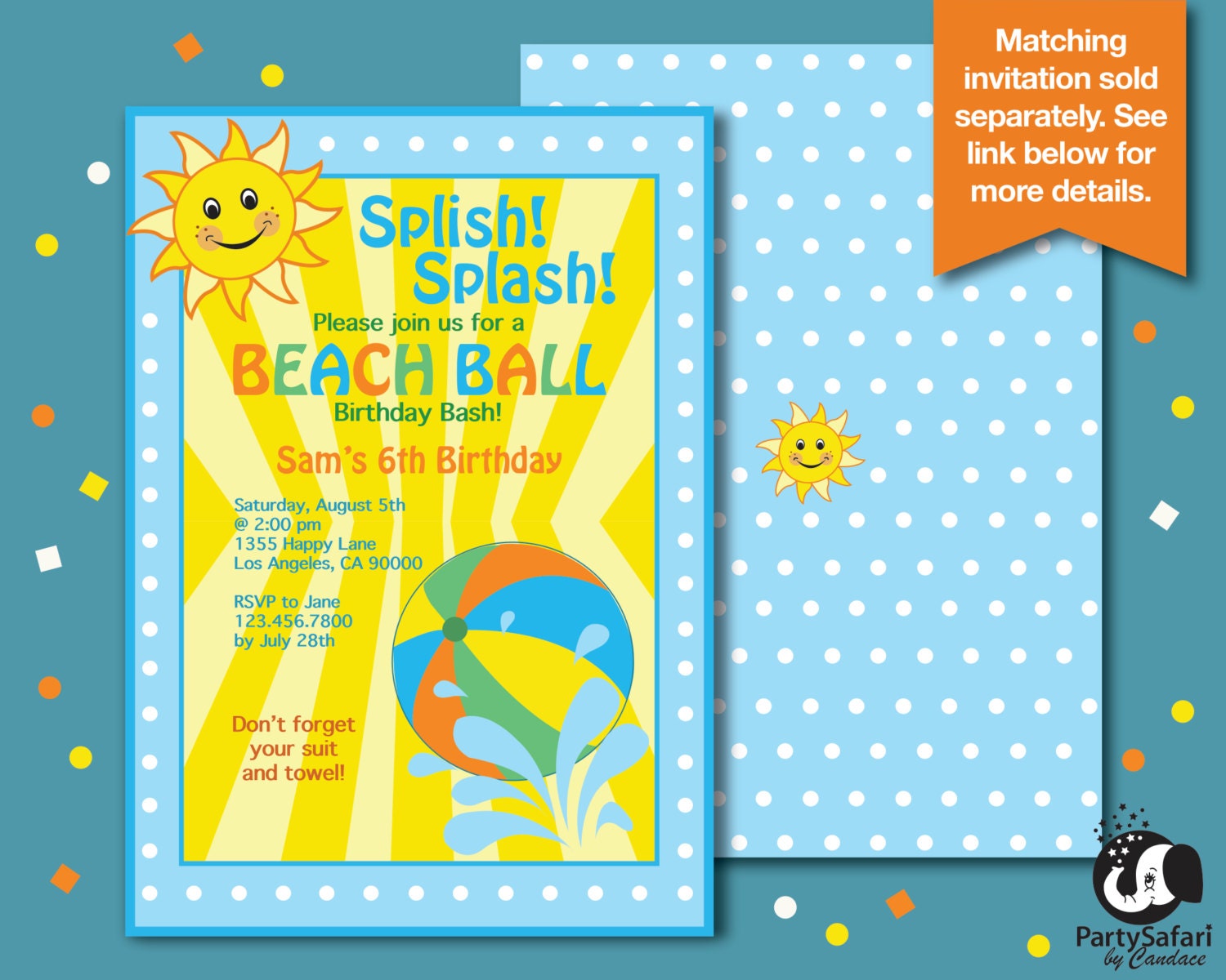 Beach Ball Banner includes Full Alphabet, Numbers 0-9 & Graphic End ...