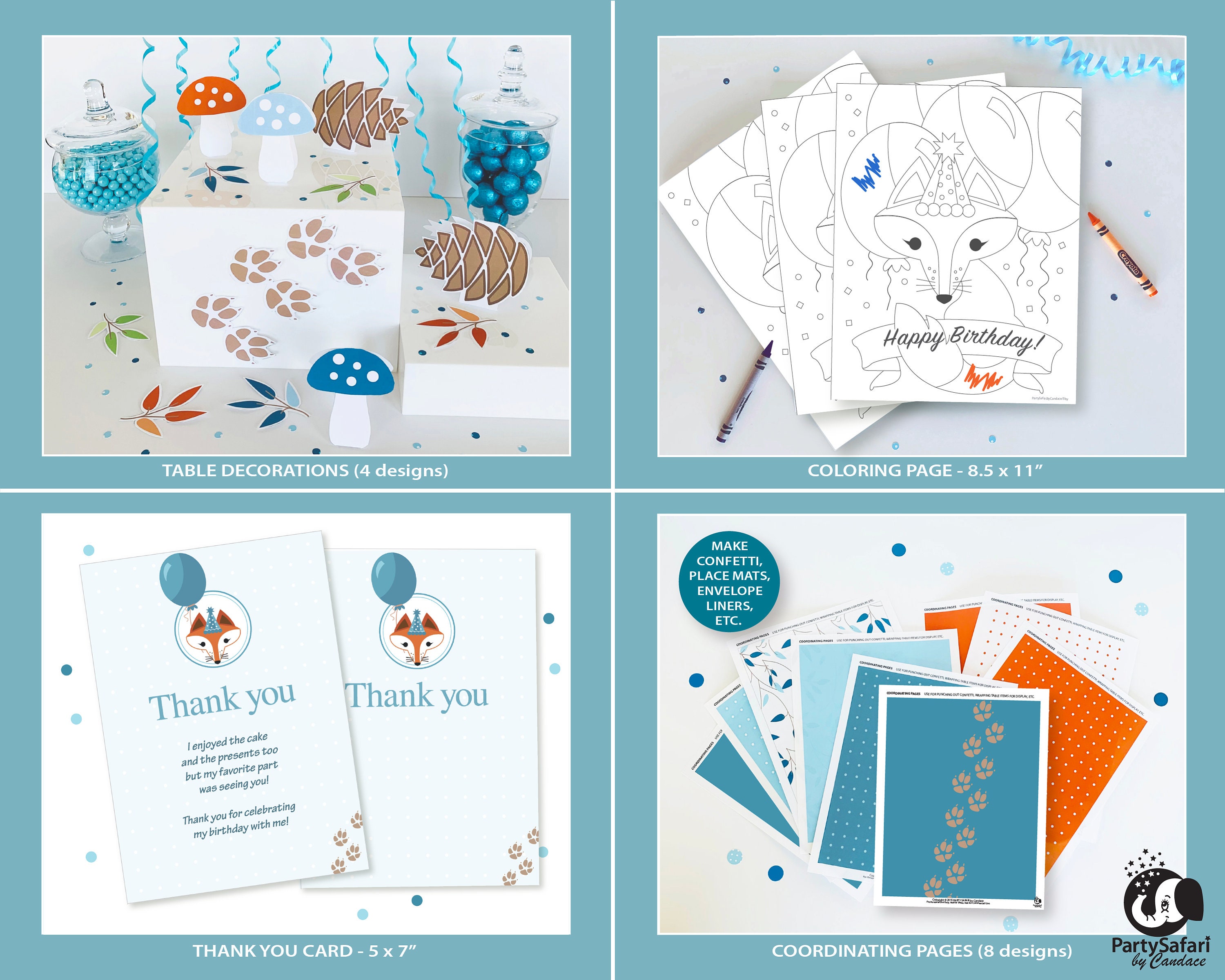 Red Fox Boy EDITABLE Birthday Party Package // Red Fox Party Package ...