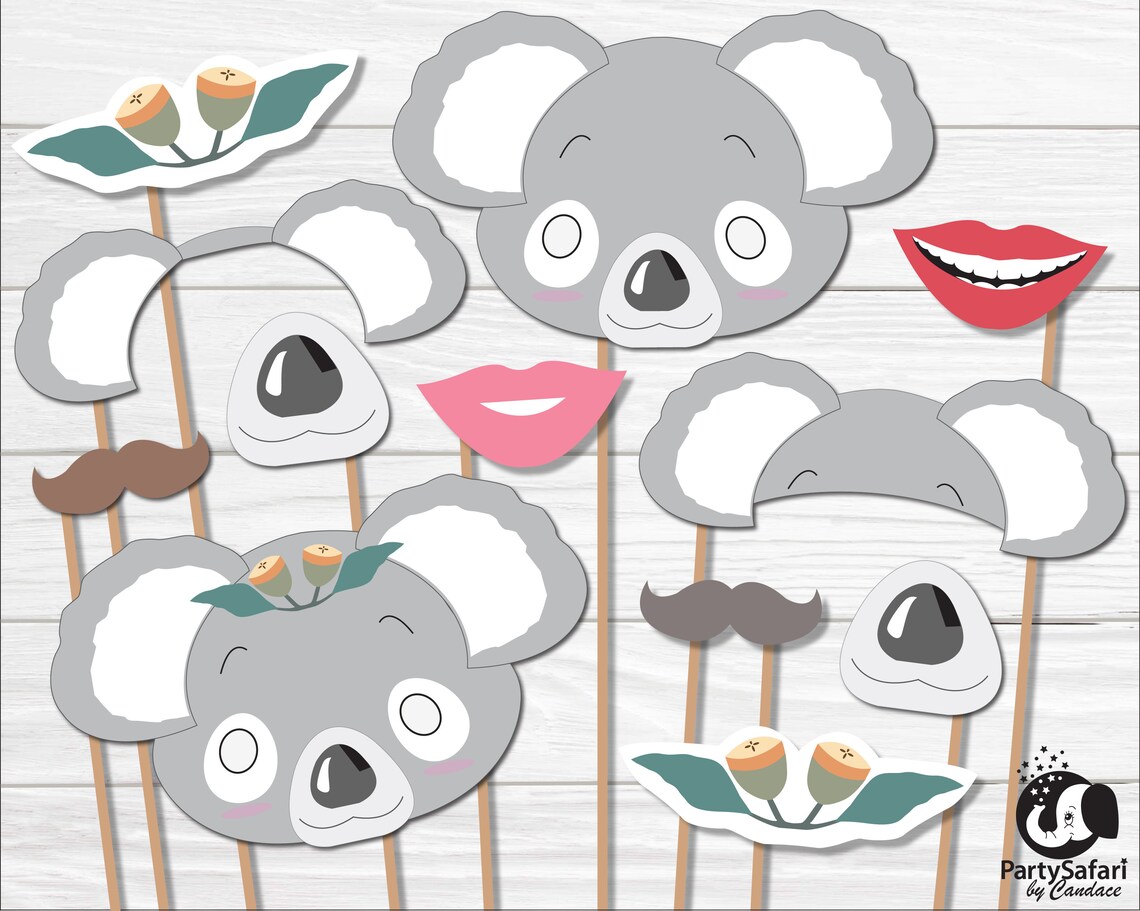 Koala Photo Booth Props: Printable Party Decorations (instant Download ...