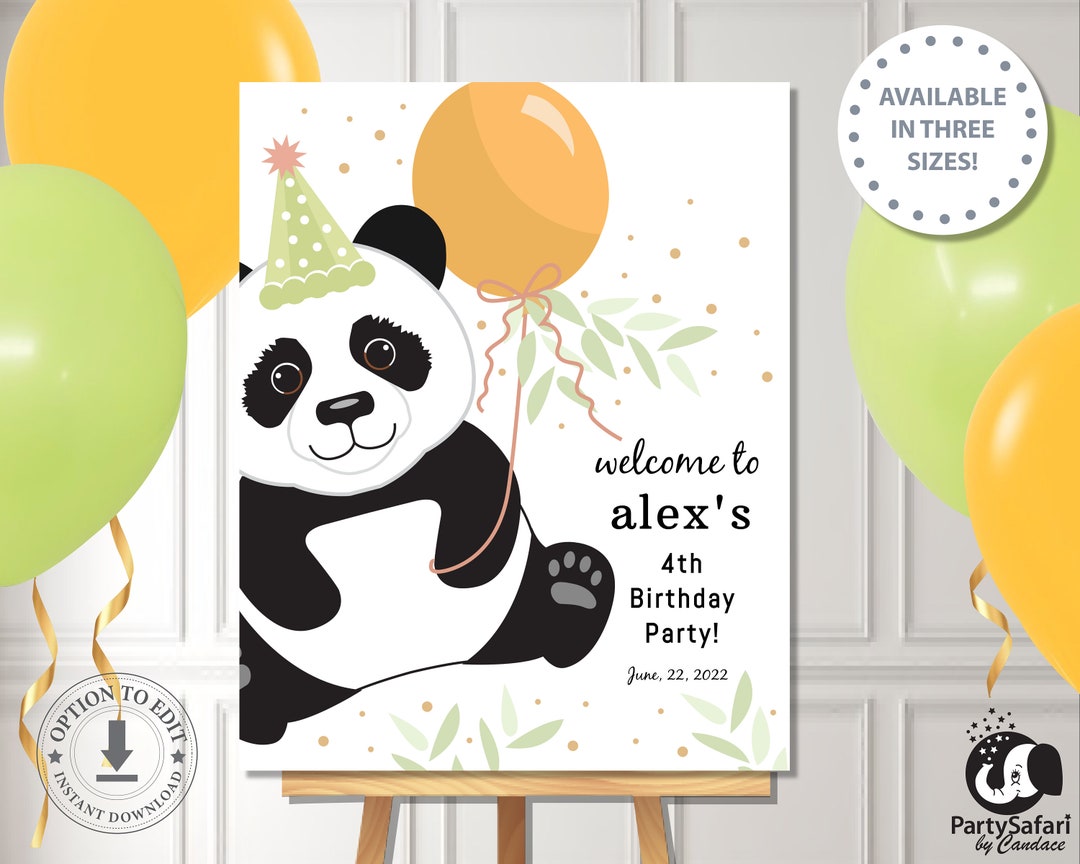 Panda Birthday Welcome Sign: Editable Party Decor (printable) - Etsy
