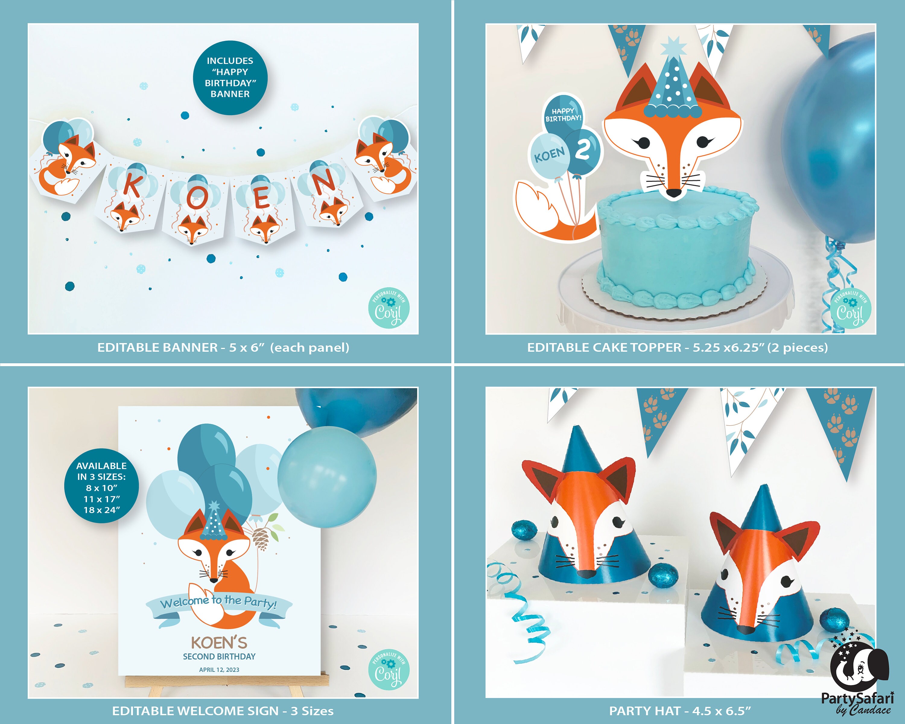 Red Fox Boy EDITABLE Birthday Party Package // Red Fox Party Package ...