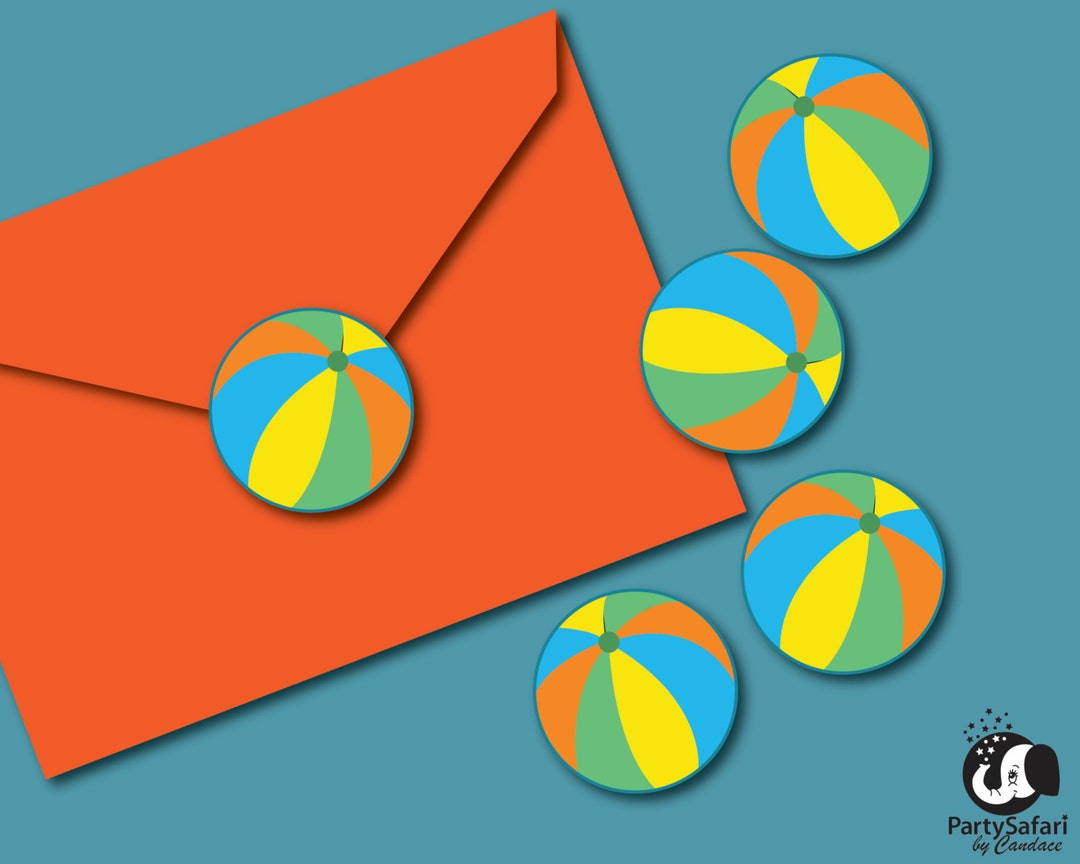Beach Ball Envelope Stickers: Summer Party Printables (INSTANT DOWNLOAD ...