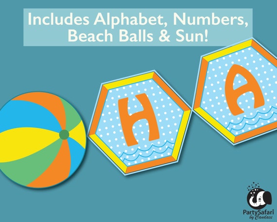 Beach Ball Banner includes Full Alphabet Numbers 0-9 & - Etsy