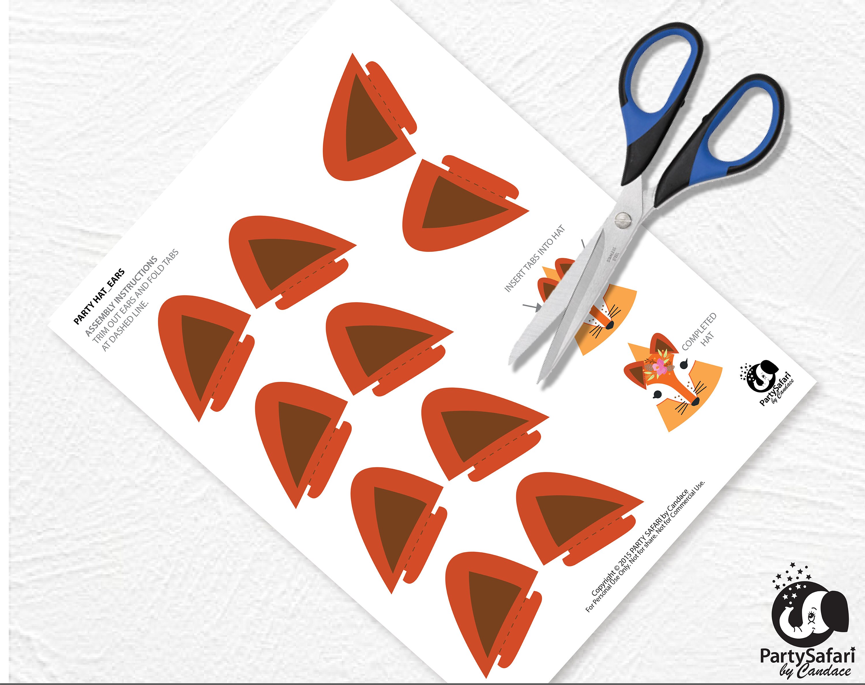 Red Fox Girl DIGITAL Party Hats // Red Fox Birthday Hat // Woodland Fox ...