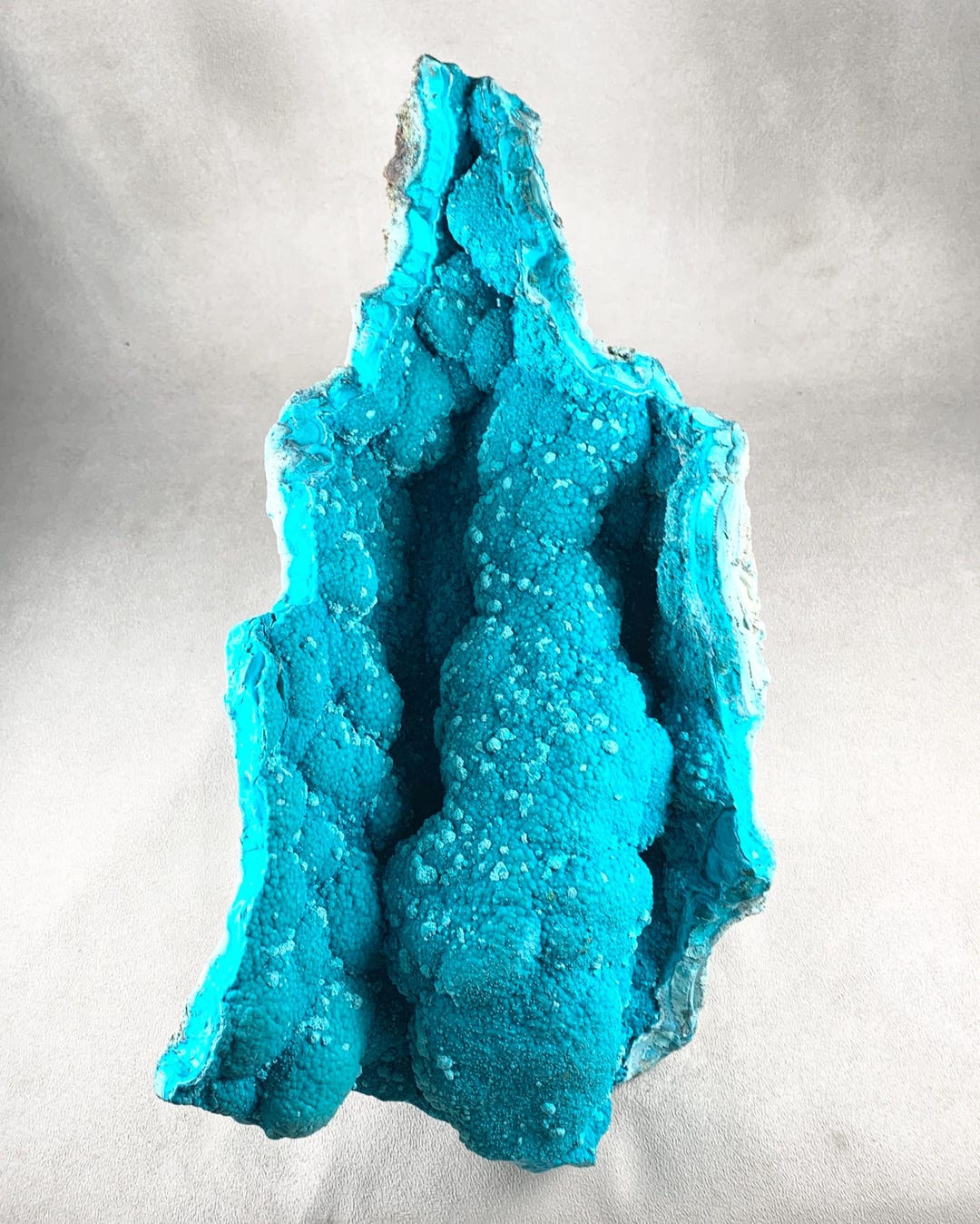 Botryoidal Chrysocolla on Chatoyant Malachite Specimen, Chrysocolla ...