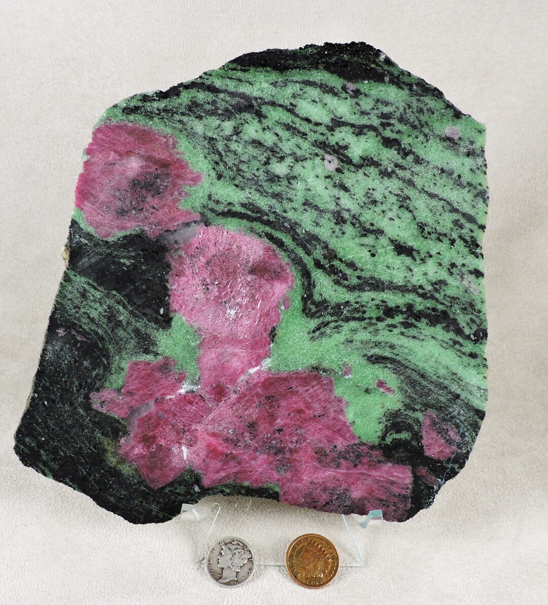 Ruby and Zoisite Fluorescent Slab, Ruby Zoisite Slab, Ruby Fluorescent ...