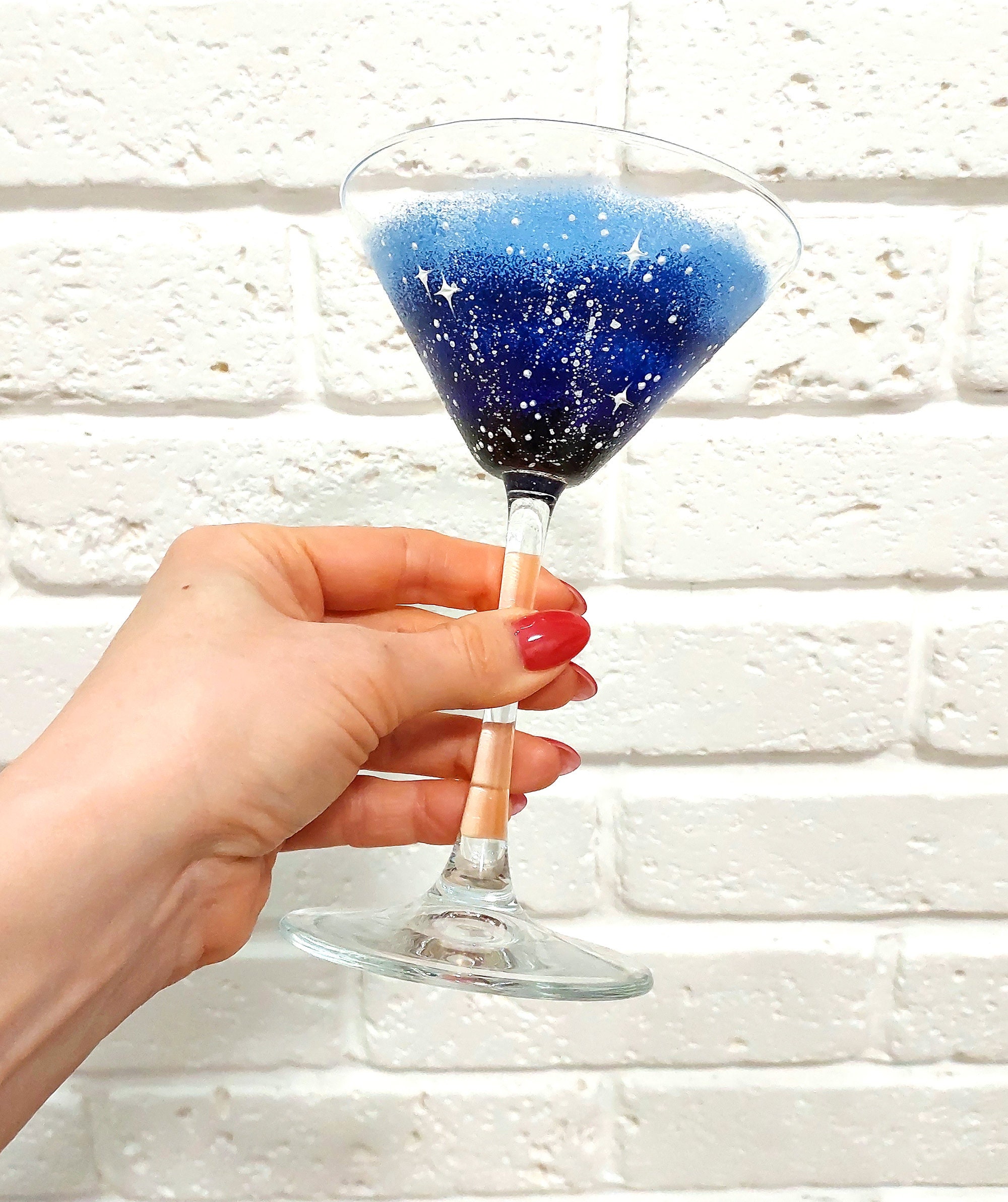 Hand-painted Starry Sky Martini Glass: Cosmic Cocktail Gift - Etsy