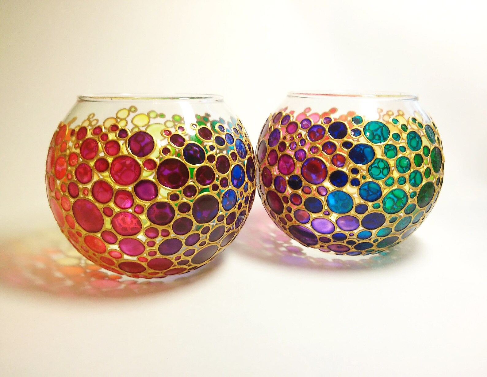 Rainbow Glass Candleholder Glass Sphere Vase With Bubbles - Etsy