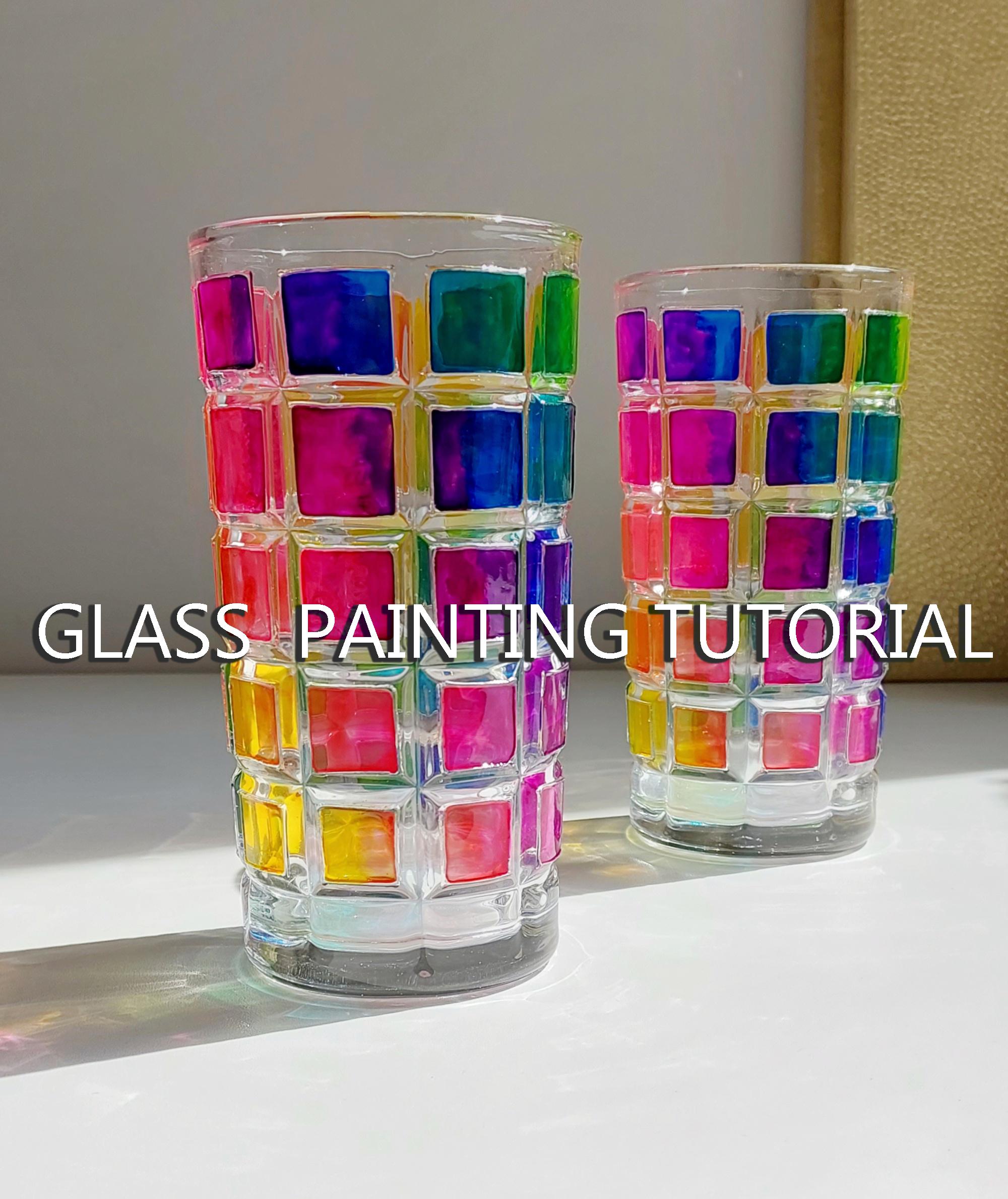 Glass Painting Tutorial, How to Make Rainbow Painted Water Glasses - Etsy